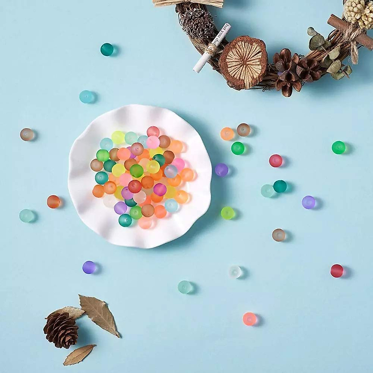 500pcs Frosted Glass Round Spacer Beads 6mm Mixed Color Mini Loose Beads for Necklace Bracelet Jewelry Making Craft DIY Accessories