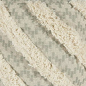 Mina Victory Life Styles Diagonal Tufted Pouf Sage 18" X 18" X 14" Throw Pillow