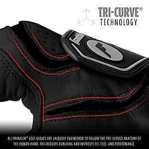 Franklin Sports Golf Glove - Pro Golf Gloves - Premium Leather Golfing Glove - Maximum Grip - Black - Left Hand Glove - Adult Medium