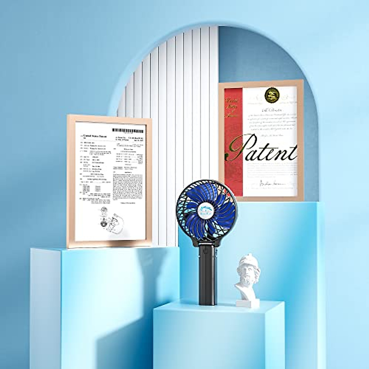 HandFan Portable Handheld Fan, Mini Personal Fan, Battery Operated Cooling Rechargeable Fan, 180° Foldable Small Hand Fan, USB Powered, for Home, Office, Outdoor, Hiking, Travel, Stroller