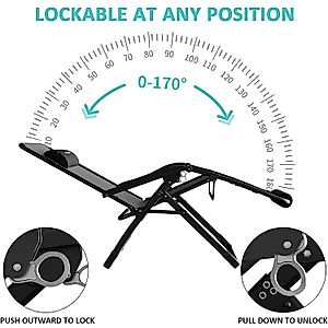 Amopatio Zero Gravity Chair with Removable Cushion & Tray, XL 29In Patio Folding Reclining Lounge Chair with Footrest & Headrest for Indoor and Outdoor, Support 500lbs, Navy