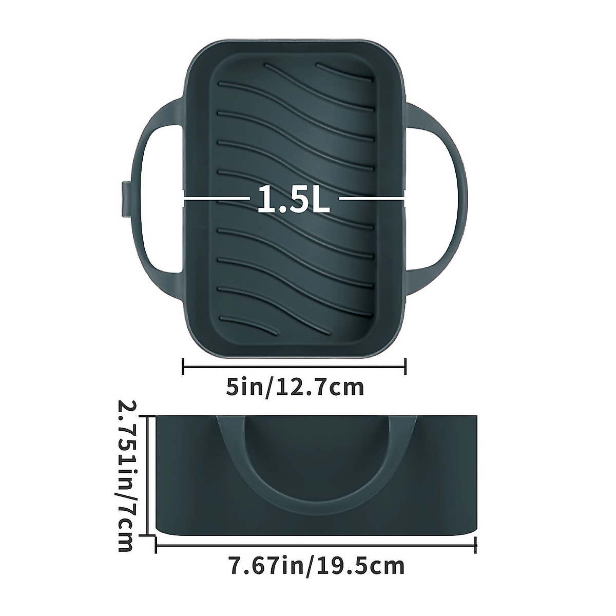 Air Fryer Liner - Ninja Air Fryer 2 Baskets, Reusable Air Fryer Liner for Ninja Foodi Dual DZ201 8QT, Rectangular Air Fryer Silicone Pan for Air Fryer Accessories, Extended Hand Drawer (Dark Green)