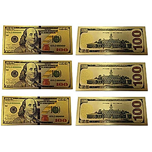 3 Premium Bookmarks for ,Gold $100 Bills - High Quality Thick Book-Mark to Promote Reading with One Hundred Dollar USA Bank Note Design - Great Prize for Classrooms, Book Clubs, Libraries (3 Pack)