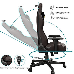 symino Gaming Chair Ergonomic PC Chair Racing Style Computer Chair with 3D Armrest, Vintage Style PU Leather Office Chair(Brown)