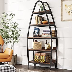 Tribesigns 5-Tier Bookshelf, 69" Tall Open Bookcase Bookshelf, Industrial Freestanding Display Shelf Units Etagere Boat Bookcase for Living Room, Home Office