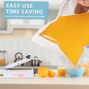 METRONIC Impulse Sealer 8 inch, Manual Heat Sealer Machine for Plastic Bags, Shrink Wrap Bag Sealers Heavy Duty Sealing Machine With Repair Kit (White)