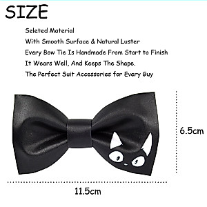 100% Satin Silk Mens Pre-tied Bowtie Solid Bow Ties-Animal Series (black cat black)