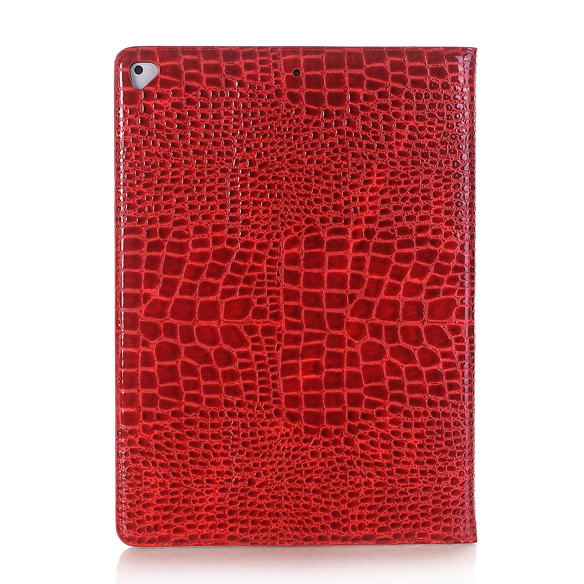 iPad Pro 1st 2nd (12.9'') Case for Women, DMaos Crocodile Synthetic Leather Stand Folio Smart Cover, Auto Sleep/Wake, Document Card Holder - Red