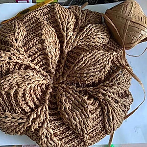 Clisil 40gram One Ball 100% Natural Fiber Raffia Yarn Navy Blue Crochet Knitting Summer Raffia Yarn DIY Bag Sun Hat Yarn Hand Knit Cotton Starw Raffia Yarn Trendy Yarn