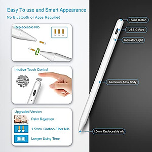 Stylus Pen for Apple iPad Pencil: Apple Pen for iPad (2018-2022) with Palm Rejection iPad Pen Compatible with iPad Pro 11/12.9 Inch iPad Air 3rd/4/5th Gen iPad 6/7/8/9th Gen iPad Mini5/6th Gen