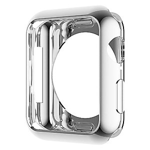 HANKN Case for Apple Watch Series 9 8 7 41mm /Series 6 5 4 SE 40mm, Plated Shiny Soft TPU Cover Iwatch Bumper [No Front Screen Protector] (Silver)