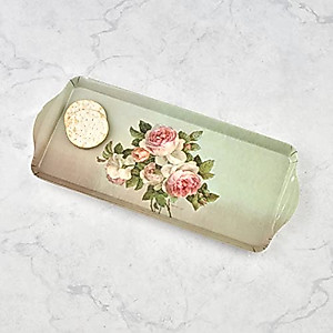 Pimpernel Antique Roses Collection Sandwich Tray | Serving Platter | Crudité and Appetizer Tray for Indoor and Outdoor use | Made of Melamine | Measures 15.1" x 6.5" | Dishwasher Safe