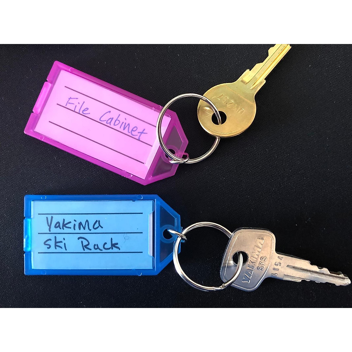 Cuttte 20 Pack Plastic Key Tags with Container, Key Labels with Ring and Label Window, 5 Colors
