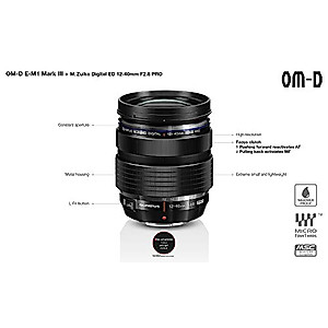 Olympus OM-D E-M1 Mark III Black Body with M.Zuiko Digital ED 12-40mm F2.8 PRO Lens (International Model)