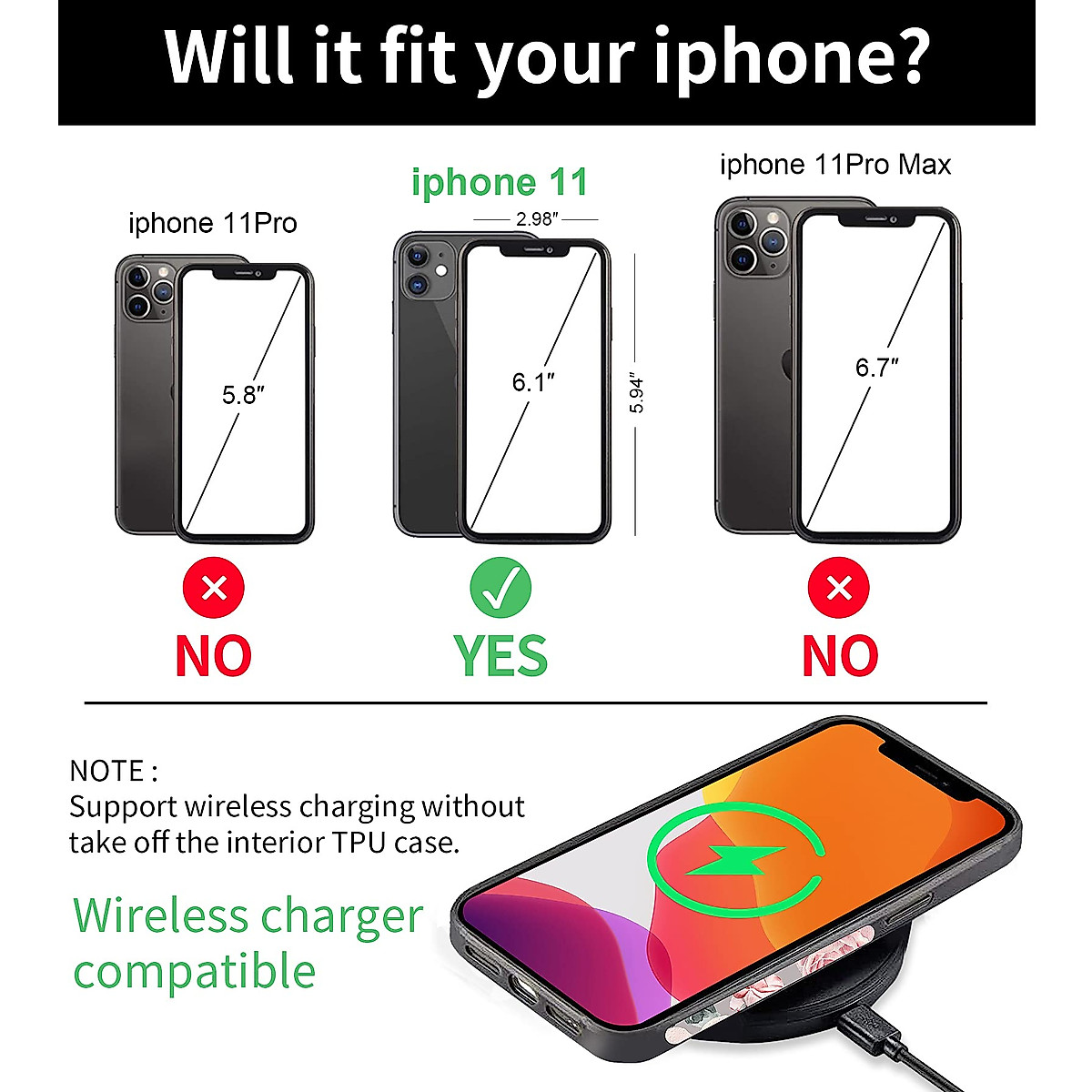 HOGGU Compatible for iPhone 11 Wallet Case, Magnetic Detachable Case Wallet with RFID Blocking Card Holder, Hand Strap, Flip Folio PU Leather Cover Case with Floral Flower Design for Women(Gray)