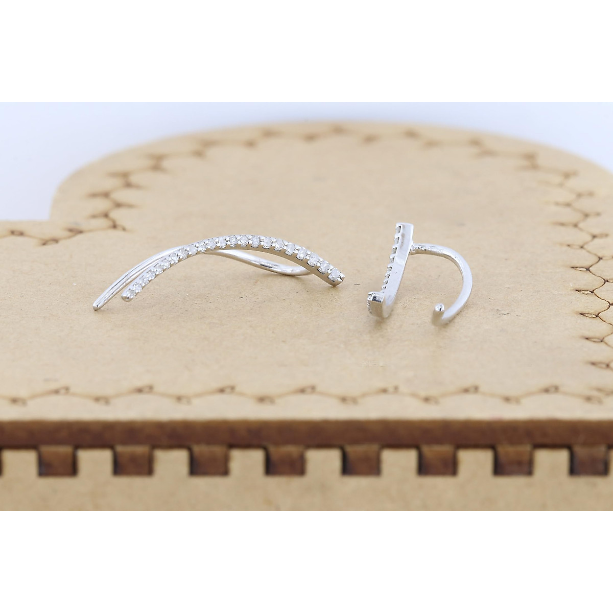 Dazzlingrock Collection 0.22 Carat (ctw) Round White Diamond Crawler Climber Earrings for Women in 925 Sterling Silver