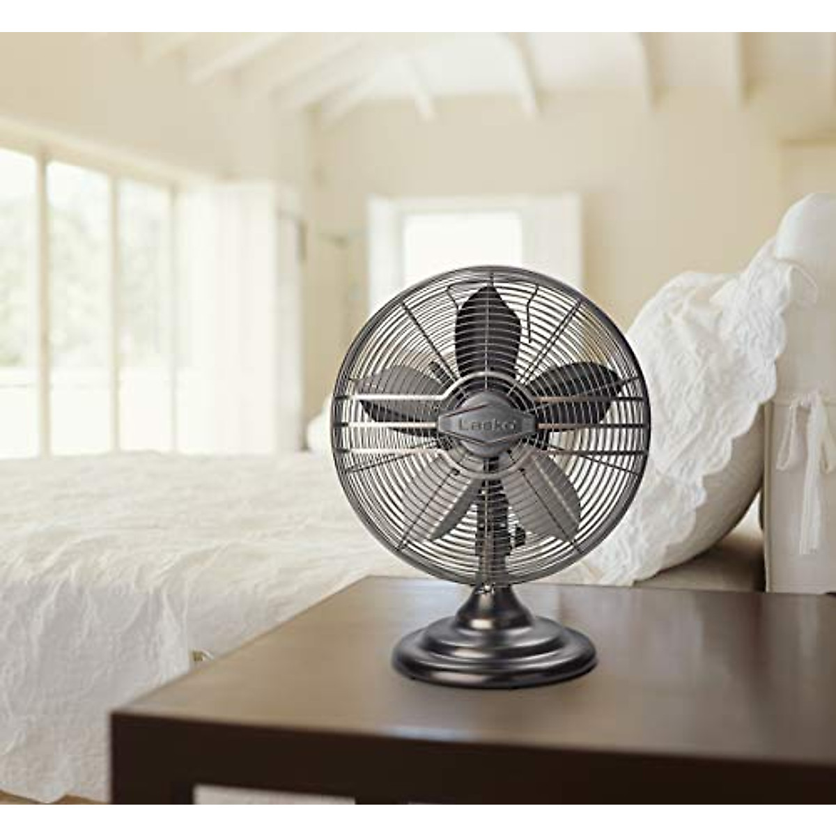 Lasko Oscillating Table Top Fan, Portable, 3 Quiet Speeds, for Bedroom, Kitchen and Office, 17", Bronze, R12210