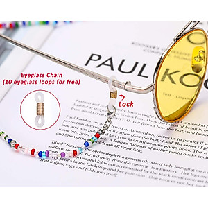 HOLLOSPORT 5PCS Face Mask Chains and Cords for Women, Beaded Eye Glasses Necklace Holder Lanyard Multi-purpose Accessory for Adults with 10 Free Eyeglass Loops