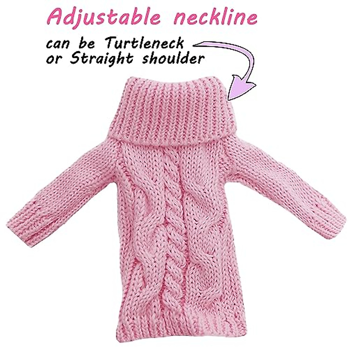 BJDBUS Pink Winter Turtleneck Sweater Clothes for 11.5 inch Girl Doll Accessories