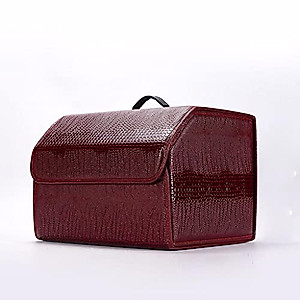 GFDFD Car Trunk Storage Box Folding Car Organizer Box Multifunction PU Leather Storage Bag Auto Accessories (Color : Wine Red, Size : M)