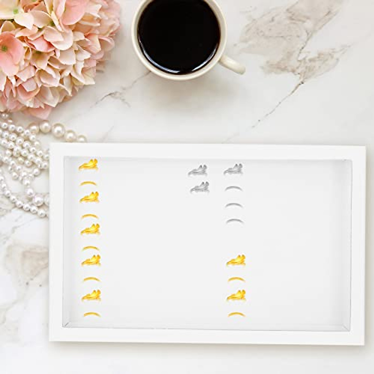 Cabilock Box Hundred ring box baseball holders for balls display jewellery display tray foam ring display 100- slots ring case ring display pad to rotate nose ring jewelry white paper