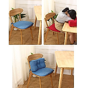 Dining Chair Cushion with Ties,Cotton Linen Square Chair Pad Comfort and Softness Seat Cushion with Non Slip Back,japanese Chair Pad for Kitchen Living Room Office Chair(4pcs(17x16x14inch), Blue)