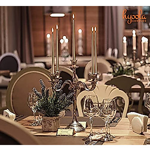 Hyoola Tall Metallic Antique Gold Taper Candles - 12 Inch - Dripless - 12 Pack - 10 Hour Burn Time