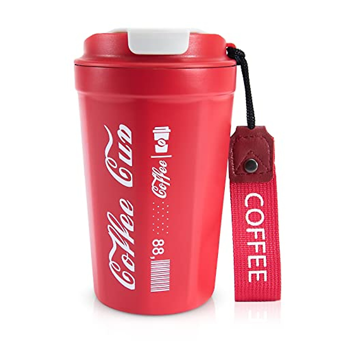 Gr8ware 13oz Travel Coffee Mug with Lid, Leak Proof Coffee Travel Mug for Hot/Iced Drinks, Double Wall, Vacuum Insulation - Red