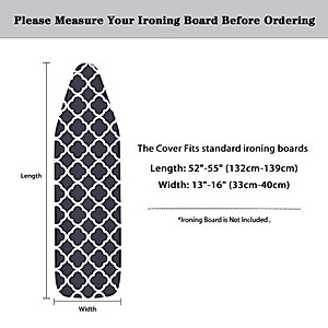 Psesaysky Iron Board Cover Resist Scorching Stretchable Iron Cover for Ironing Lattice Moroccan Geometric Trellis Soft Table Top Ironing Board Cover