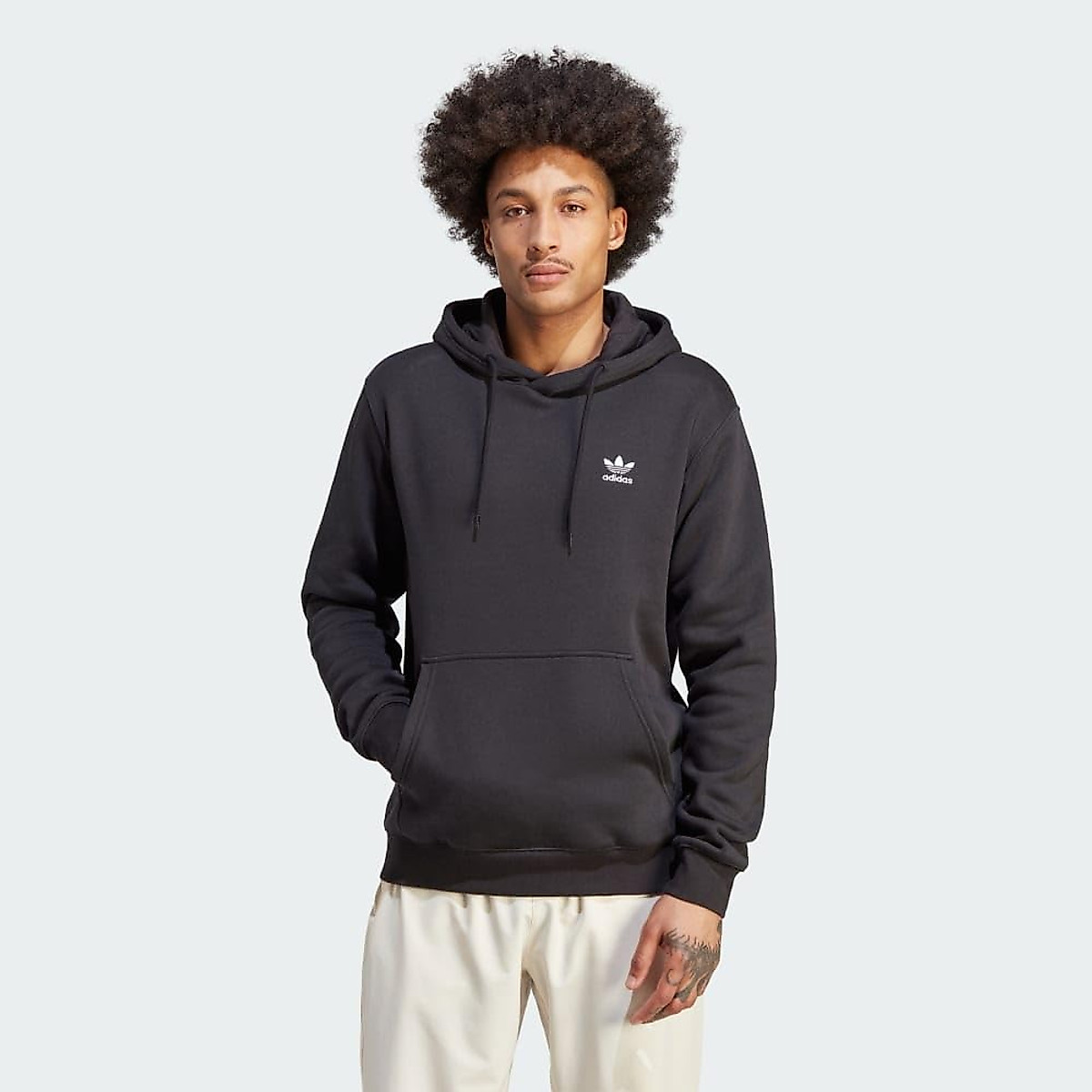 adidas Originals Men's Adicolor Essentials Trefoil Hoodie, Black, Small
