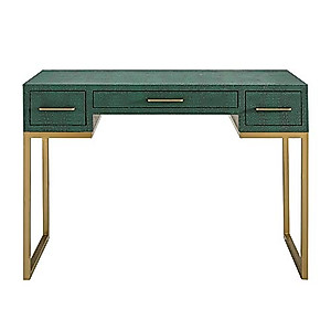Southern Enterprises Carabelle Desk, Textured Emerald Alligator, Gold