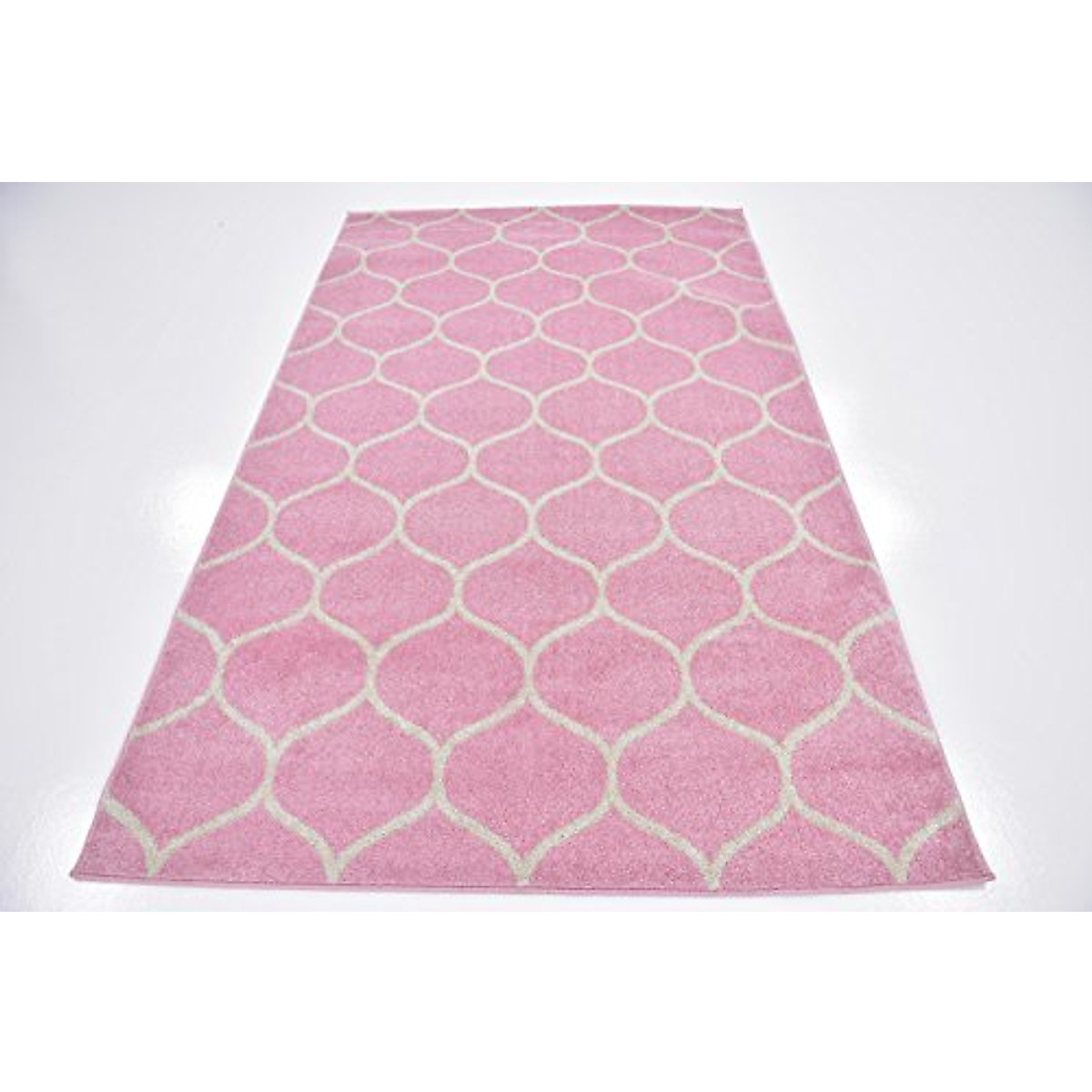 Unique Loom Trellis Frieze Collection Area Rug - Rounded (5' 1" x 8', Light Pink/ Ivory)