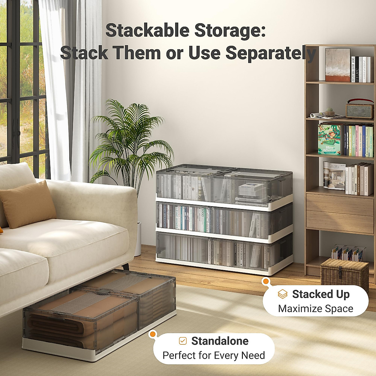 eShelf Under Bed Storage with Wheels, 3 Pack 27Gal Stackable Under Bed Storage Containers, Foldable Organizer Storage Bins with Lids, Collapsible Storage Drawers for Clothes, Bed Sheets, Shoes, Books