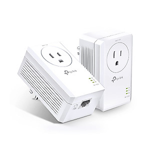 TP-Link AV1000 Powerline Ethernet Adapter(TL-PA7017P KIT)- Gigabit Port, Plug and Play, Extra Power Socket for Additional Devices, Ideal for Smart TV (Renewed)