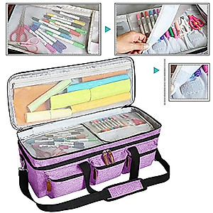 Damocles Cutting Machine Carrying Bag Portable 3-Layer Shock Absorbent Cutting Machine Tote Bag Compatible with Cricut Explore Air 2 & Cricut Maker (Purple)