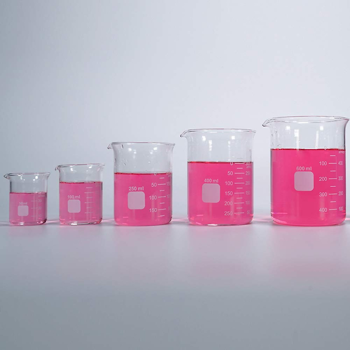 Glass Measuring Low Form Beaker Set and 9pcs Glass Stir Sticks Glass Stirring Rod