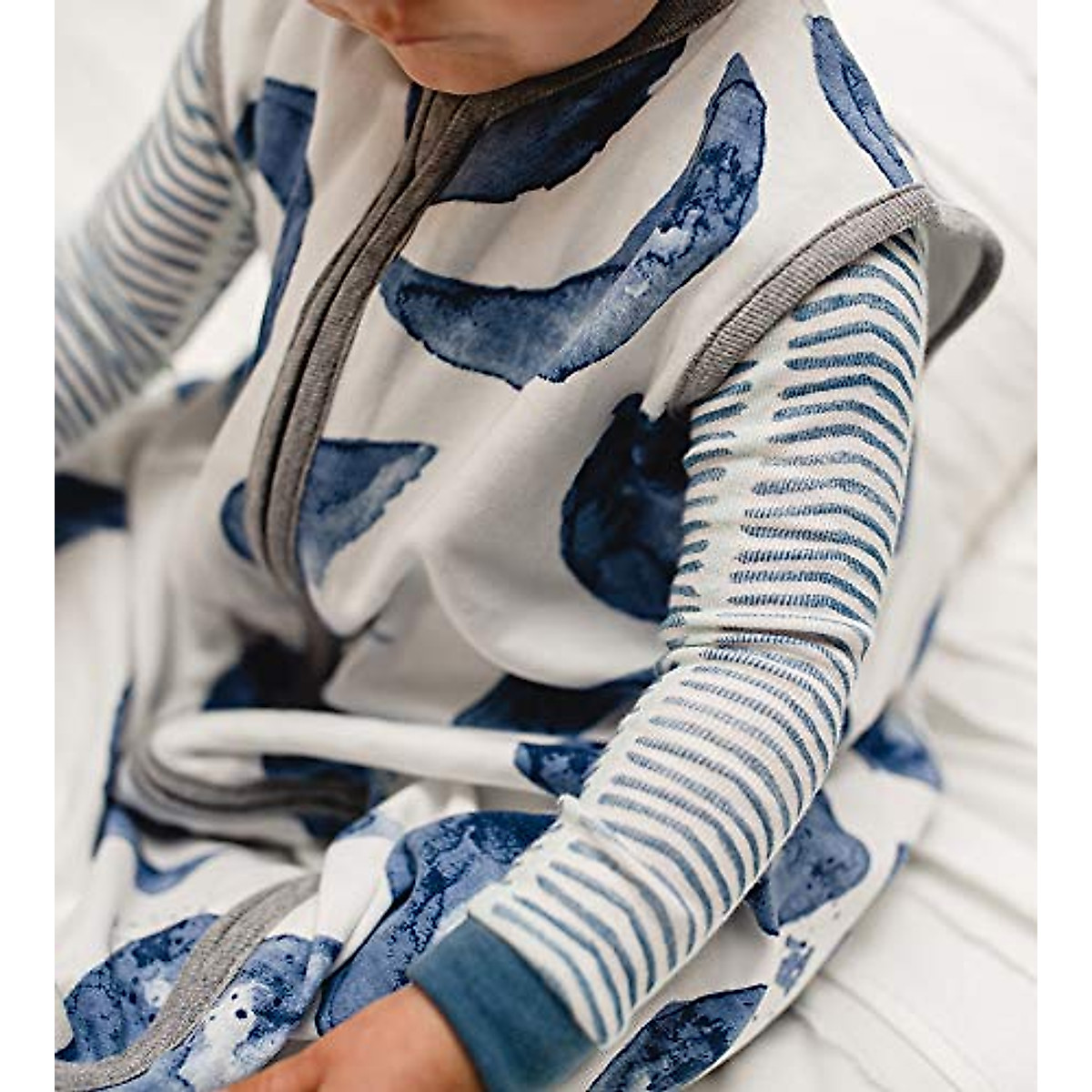 Burt's Bees Baby Baby Beekeeper Wearable Blanket, 100% Organic Cotton, Swaddle Transition Sleeping Bag, Blue, Medium