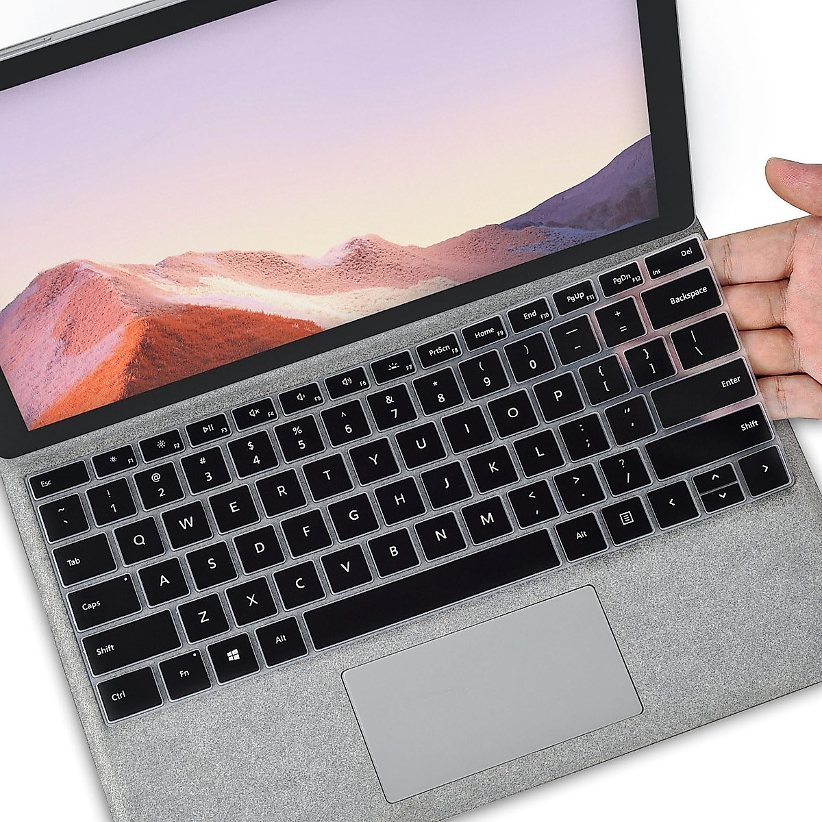 CaseBuy Keyboard Cover for Microsoft Surface Pro 7 Plus/7/6/5/4, US Layout, Black, Silicone