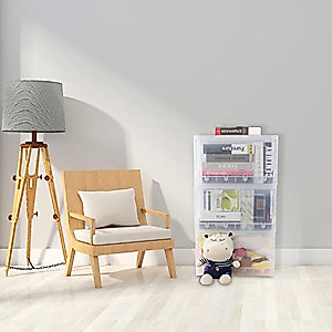 Sandmovie 32 Quart Clear Plastic Folding Storage Bin, Clear Latch Totes with Lids, 4 Pack