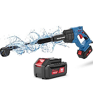 Enhulk Pressure Washer Cordless, Peak 380 PSI Portable Power Cleaner with 20V 4.0Ah Battery, 6-in-1 Nozzle, Soap Applicator, Brush, 13ft Suction Height for Outdoor Wall Floor Window Cleaning