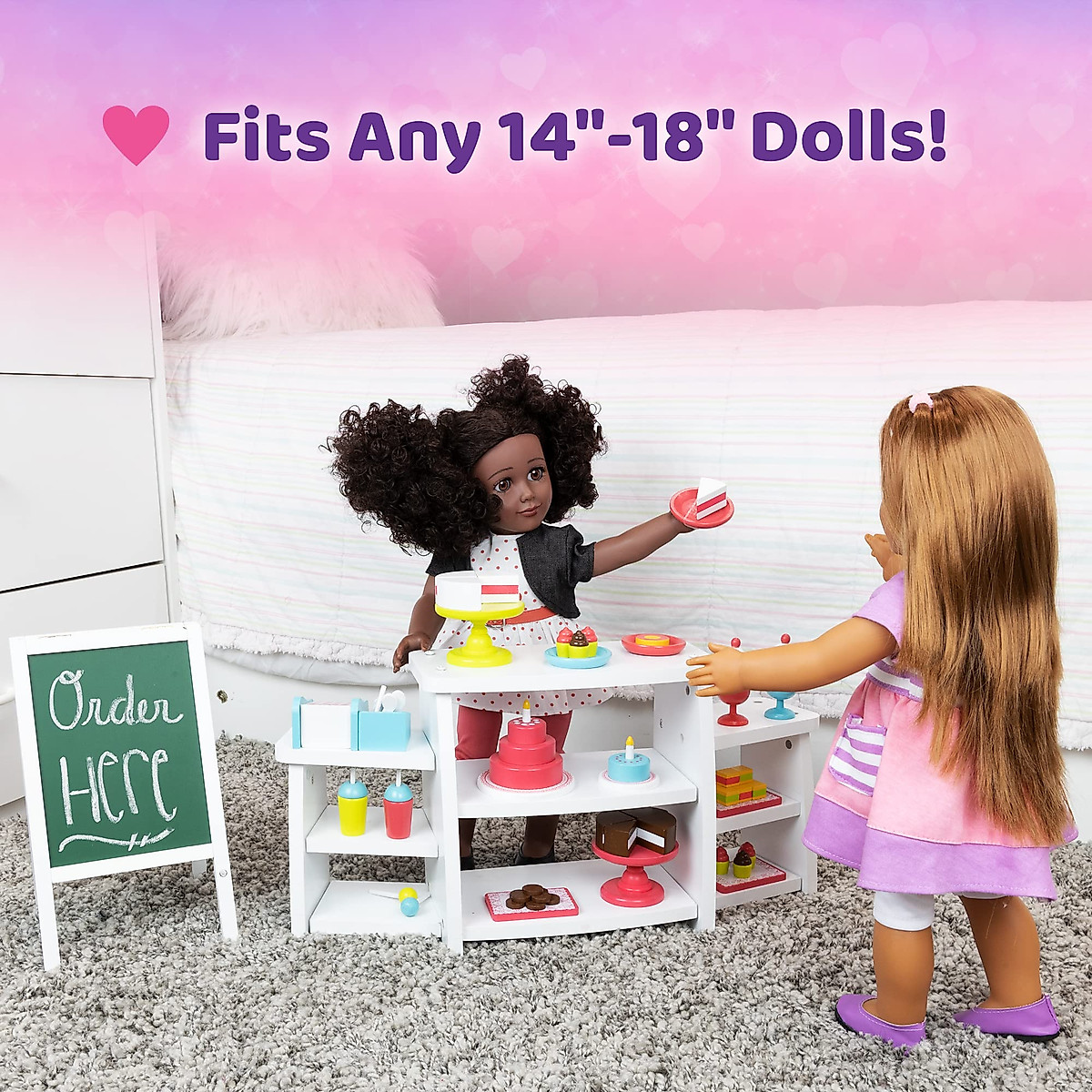 Playtime by Eimmie 18 Inch Doll Furniture - Wardrobe Closet for Doll Clothes & Accessories Storage - Wooden Playsets for American, Generation and Similar 14"- 18" Girl Dolls