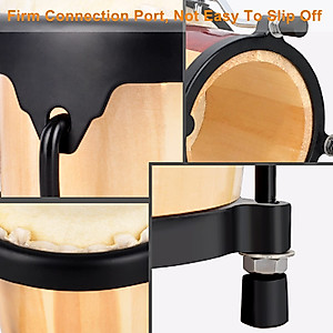 EASTROCK Hand Held Tambourine Ring 3 Packs and Bongos Drum 4”+5” Set Wood Percussion Instruments