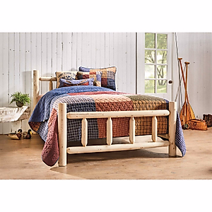 CASTLECREEK Cedar Log Queen Bed with Headboard and Footboard, Rustic Natural Unfinished Wooden Bed Frames