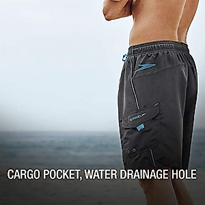 Speedo mens Knee Length Marina Volley fashion swim trunks, Grey/Blue, Small US