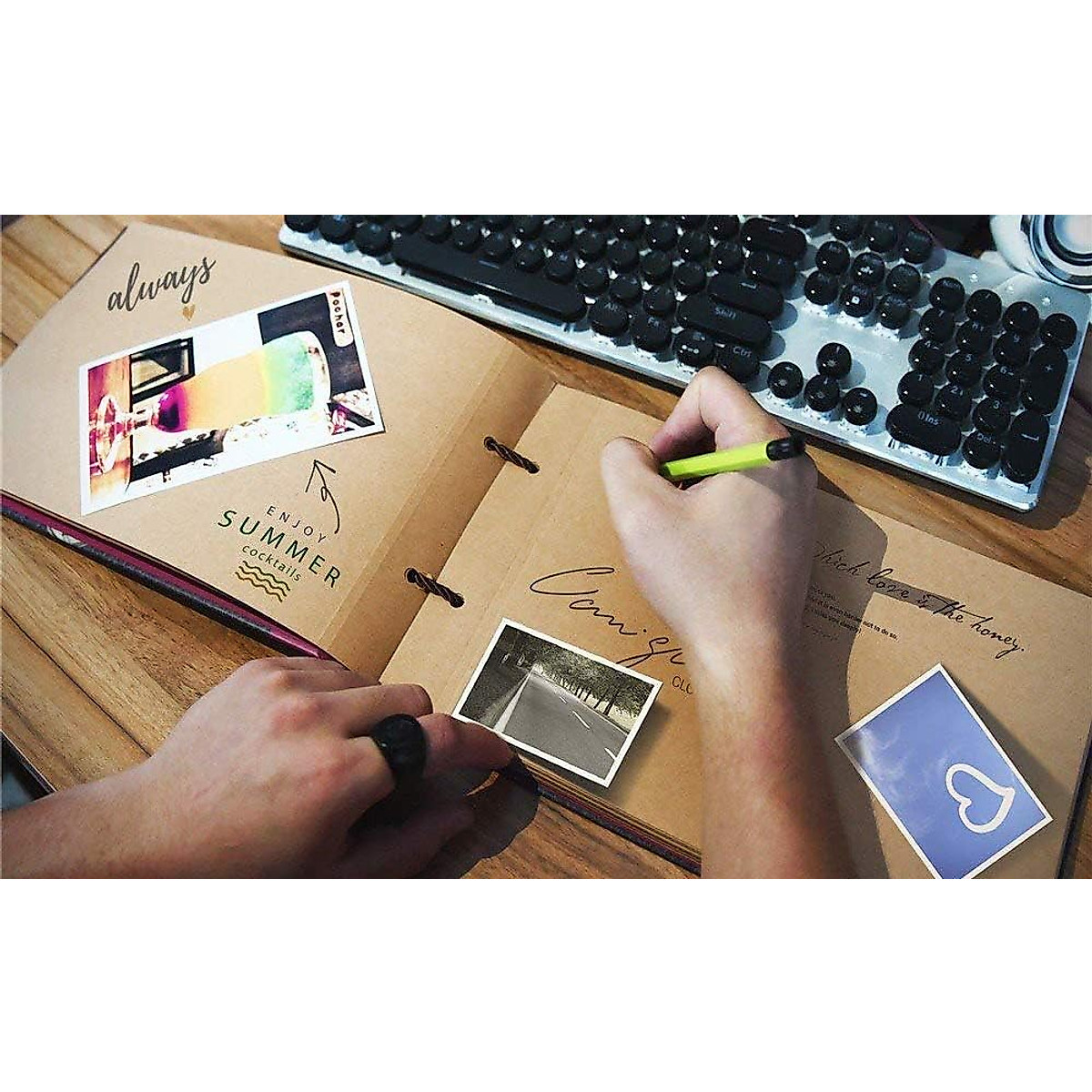 Scrapbook Photo Album,Our Adventure Book Scrapbook, Embossed Words Hard Cover Movie Up Travel Scrapbook for Anniversary, Wedding, Travelling, Baby Shower, etc (Adventure Book)