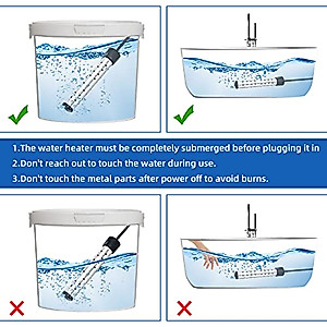 Immersion Water Heater, 1500W Portable Water Heater with LCD Thermometer & Stainless-Steel Guard, Heat 5 Gallons of Water in Minutes Bucket Heater Hot Tub Heater for Home Travel Camping Mini Pool
