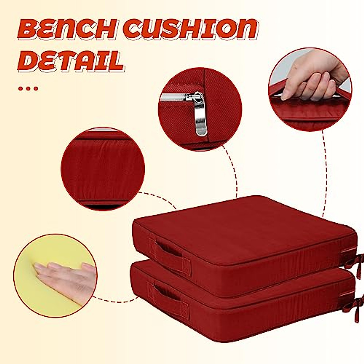 mudilun 20x20x3inch Outdoor Chair Cushions Double Piping with Carrying Handle Patio Furniture Cushions Outdoor with Zipper Waterproof Seat Cushions Set of 2 Durable Garden Sofa Couch Chair Pads