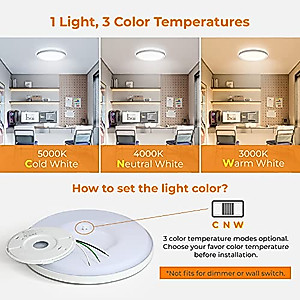 BLNAN LED Flush Mount Ceiling Light, 9 Inch 18W 3000K/4000K/5000K Hardwire Light Fixture, Ultra Thin Round White Lamp for Kitchen Porch Bedroom Hallway Stairwell Basement, Non-dimmable 1 Pack