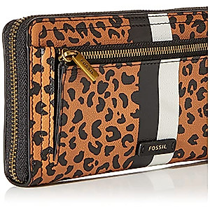 Fossil Women's Logan Leather RFID-Blocking Zip Around Clutch Wallet with Wristlet Strap