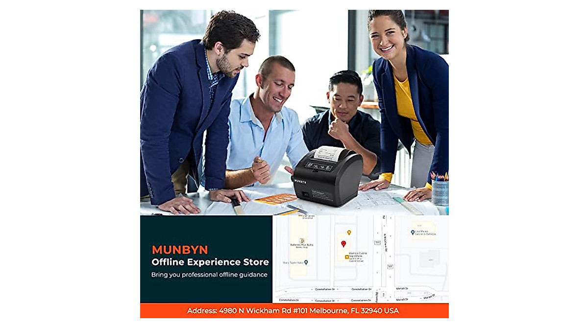 MUNBYN P047 Bluetooth POS Receipt Printer - 80mm, High Speed